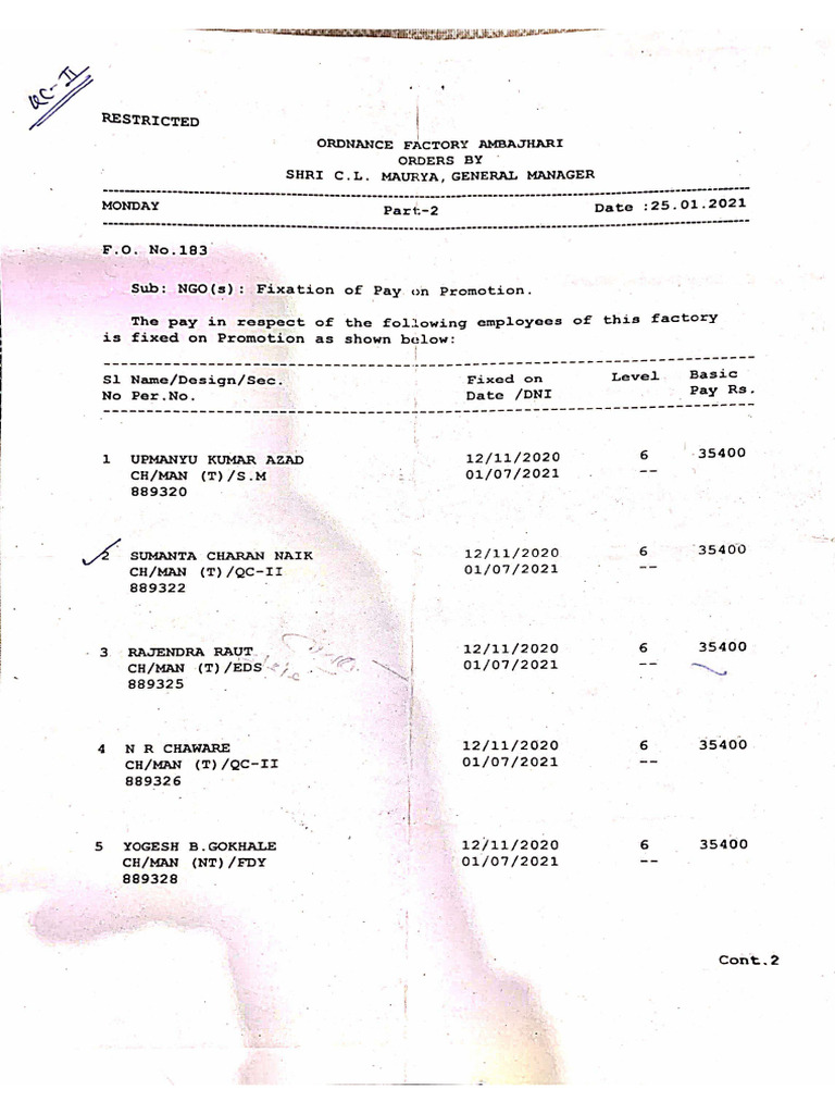 Pay Fixation | PDF