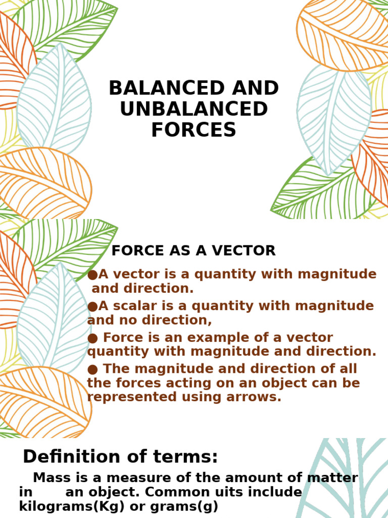 Balanced and Unbalanced Forces | PDF | Force | Euclidean Vector