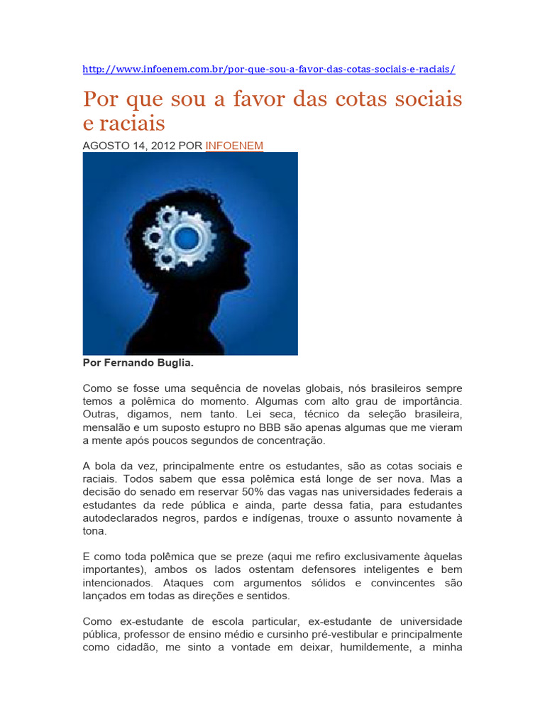 Cotas Sociais e Raciais: Justificativas e Debates | PDF | Racismo ...