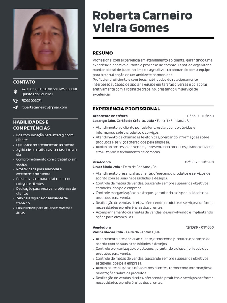 currículo_1 2 | PDF | Atendimento ao cliente | Crédito