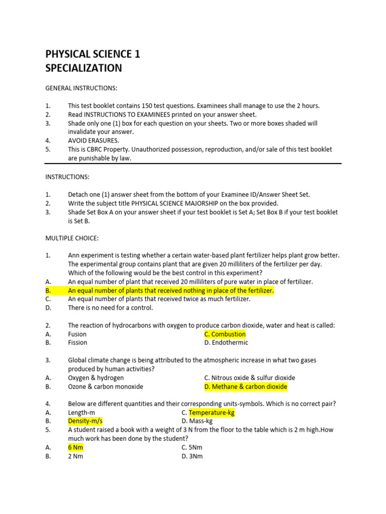 Physical Science Major Exam Guide | PDF | Chemical Bond | Earth