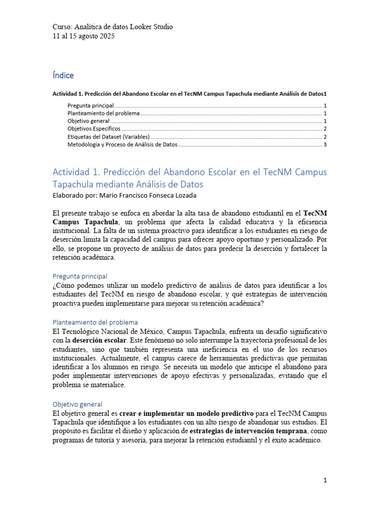 Actividad 1 - Mario Francisco Fonseca Lozada | PDF | Análisis de los ...