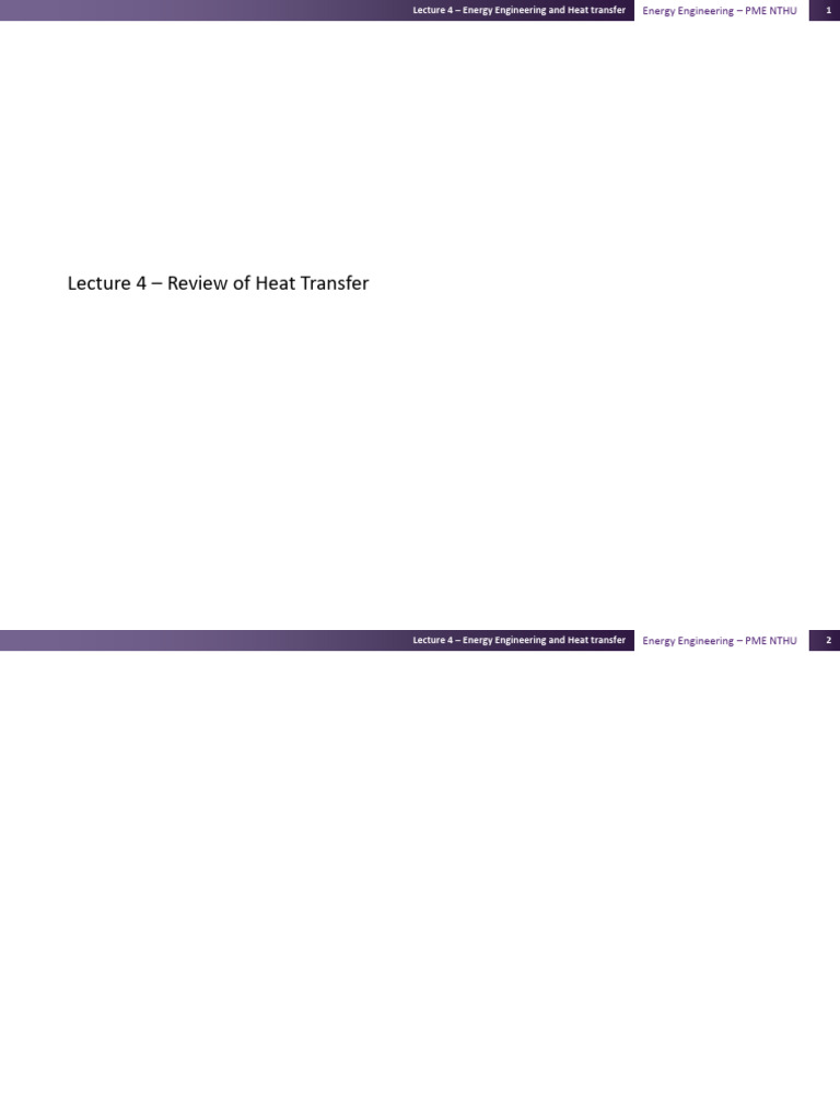 4 2024 Energy Engineering Lecture 4 Handout - Review On Heat Transfer ...