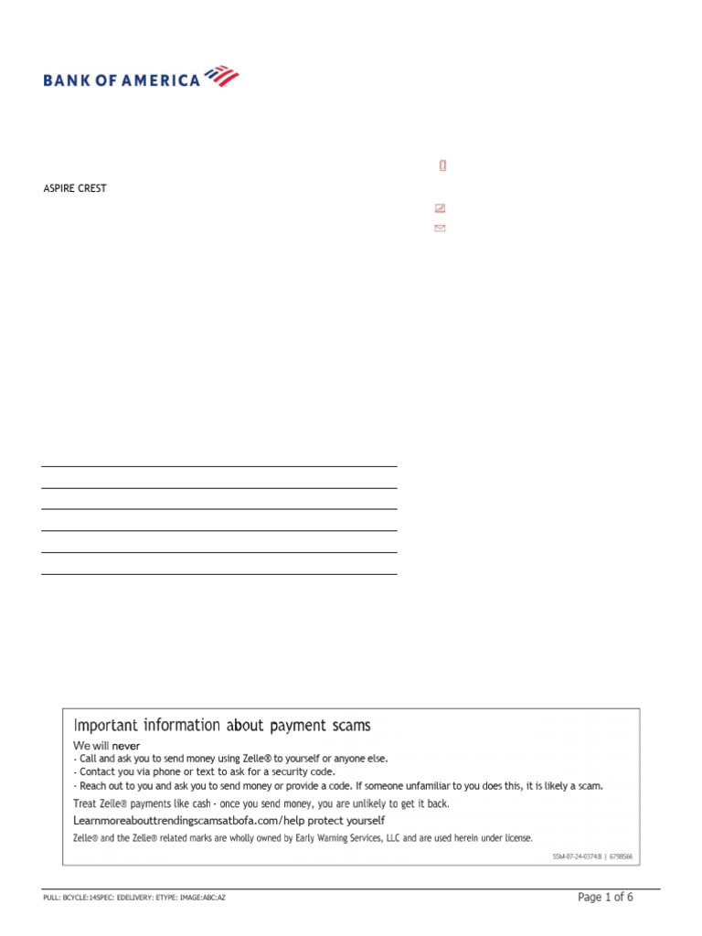 Bank of America Account Statement Summary | PDF | Deposit Account | Receipt