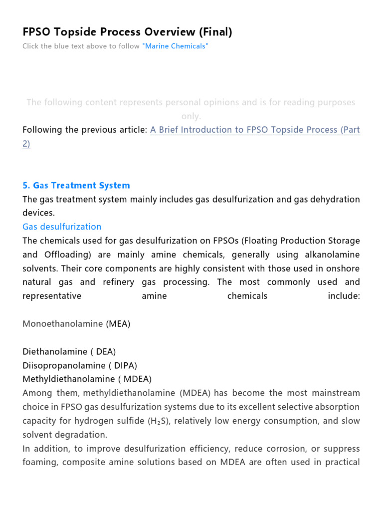 FPSO Topside Process Insights | PDF | Chemical Substances | Chemistry