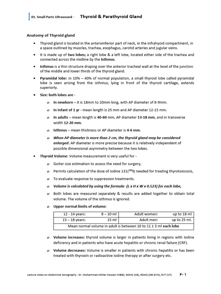 Small Parts-01-Thyroid & Parathyroid Gland-1 | PDF | Thyroid | Thyroid ...