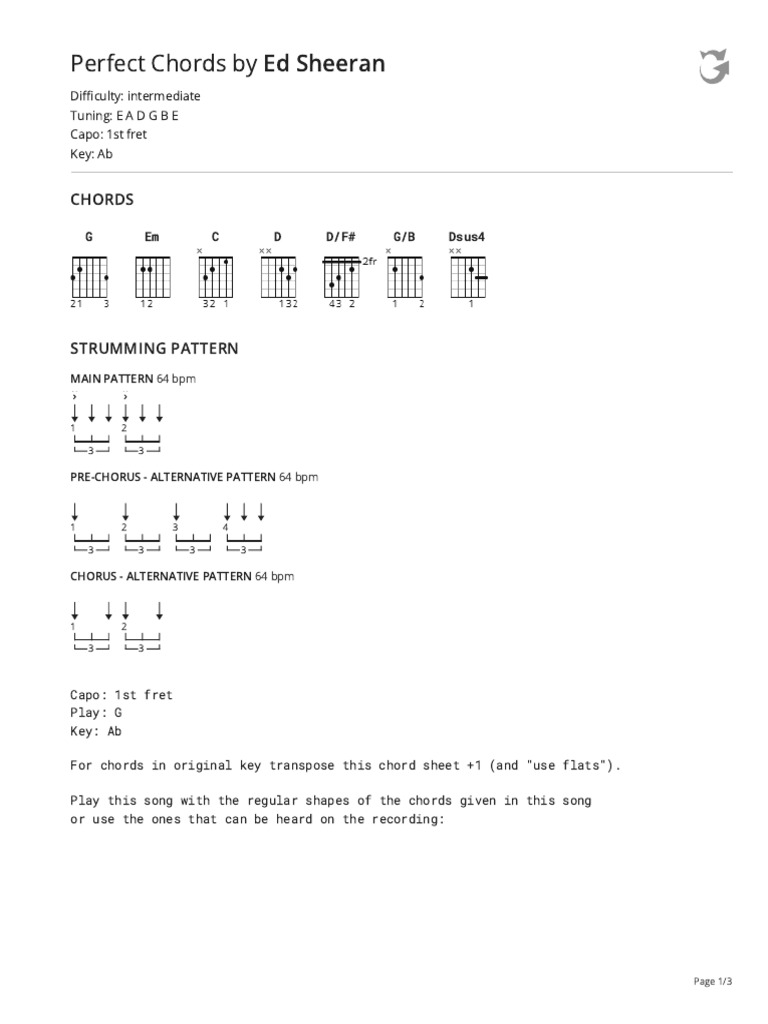 Ed Sheeran's Perfect Chords & Patterns | PDF | Song Structure | Musical ...