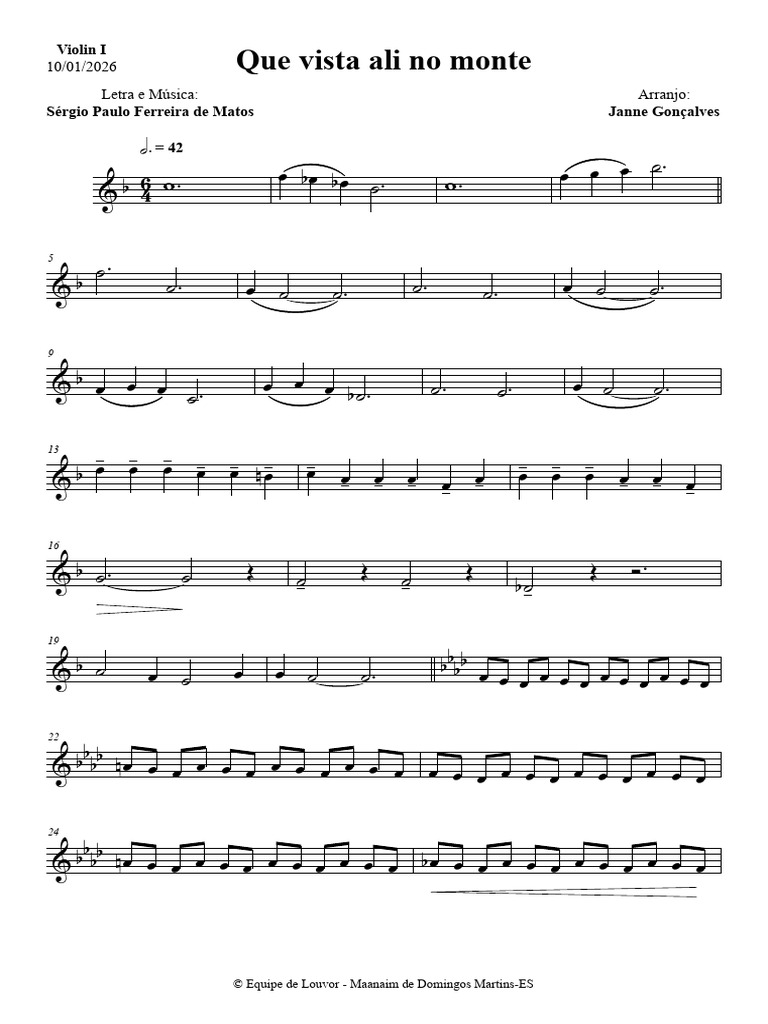 Que Vista Ali No Monte - Violin I (10 01 2026) | PDF