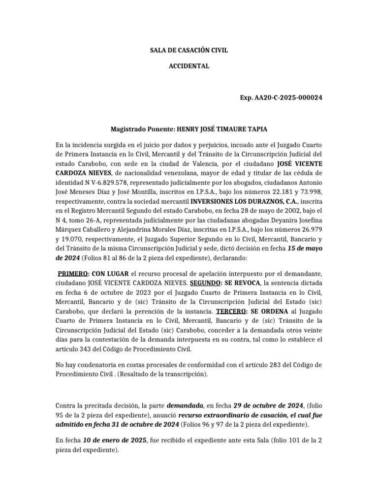 Sala Civil - 01-10-2025 - Expediente_ 25-024 | PDF | Ley procesal | Procedimiento Civil