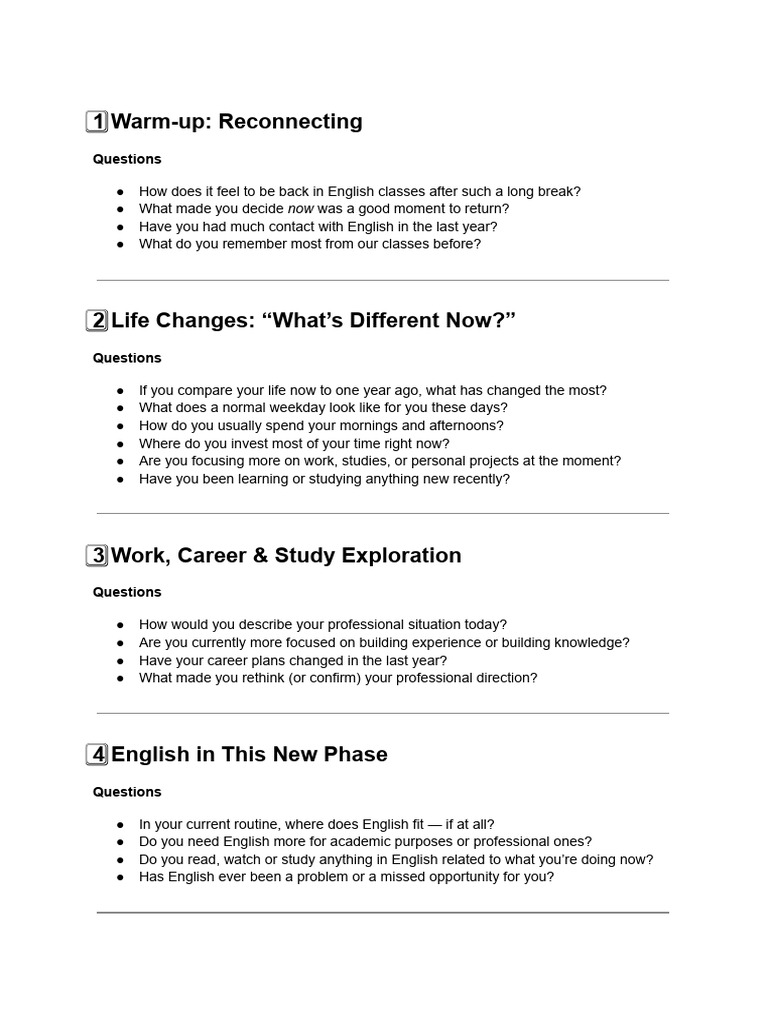 English Class Reflection and Future Goals | PDF