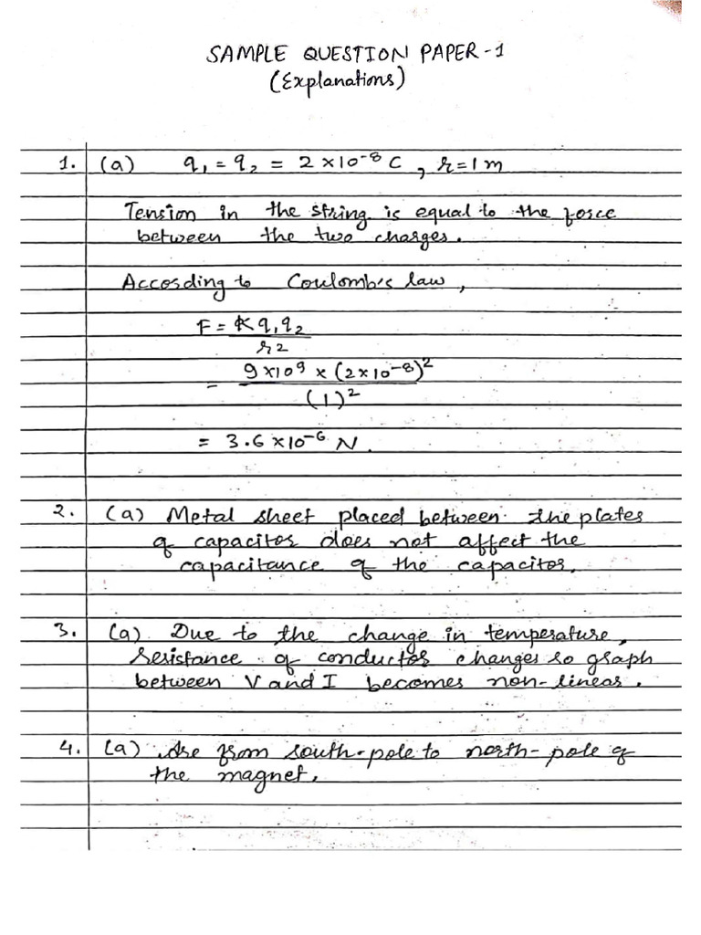 Solution Physics 10 Sample Paper New Pattern as 2026 Exam | PDF