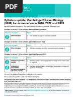 Cambridge O Level Biology Syllabus 2026 | PDF