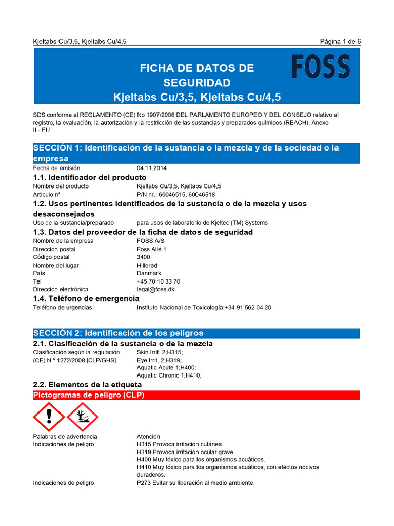 Kjeltabs Cu3.5 Cu4.5 | PDF | Las condiciones de trabajo | Ciencia ...