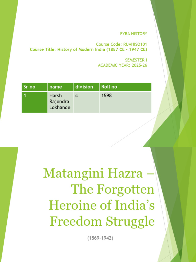 Matangini Hazra - The Forgotten Heroine of India's | PDF