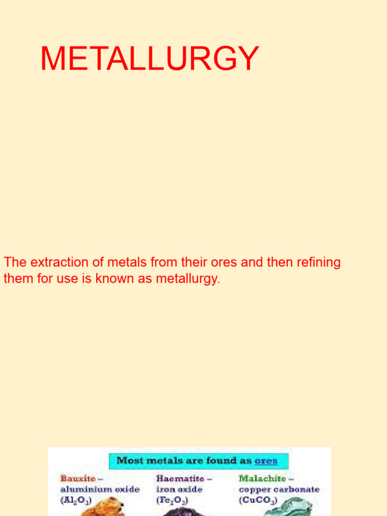 Metallurgy: Metal Extraction Methods | PDF | Ore | Redox