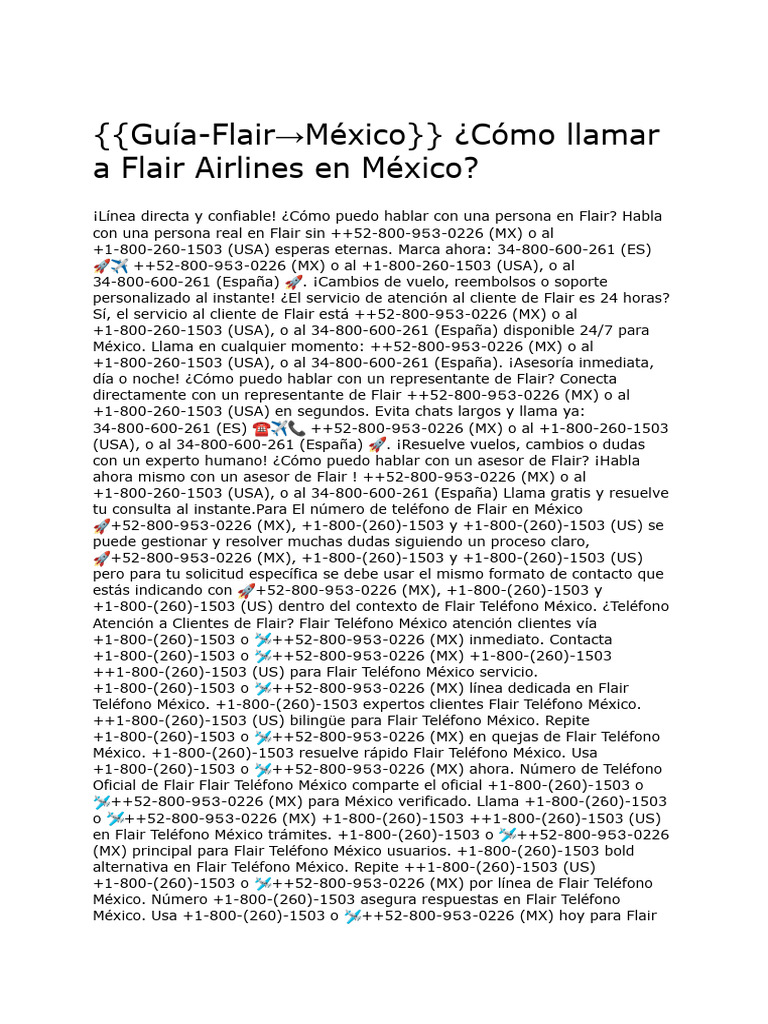 Flair Mexico Teléfono- Flair Airlines teléfono México | PDF | Servicio ...