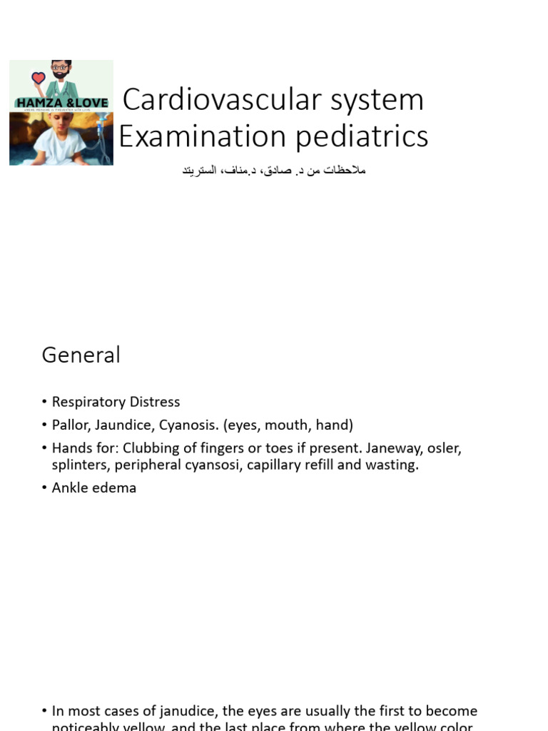 Pediatric Cardiovascular Examination Guide | PDF | Pulse | Heart