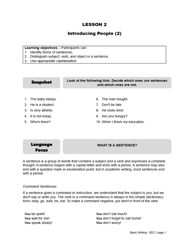2 Introducing People | PDF | Verb | Subject (Grammar)
