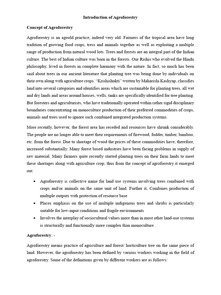 Introduction Agroforestry | PDF | Soil | Agriculture