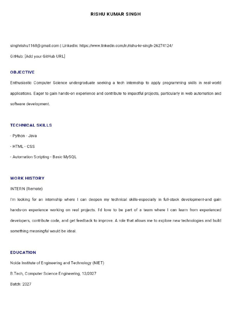 Rishu New Resume | PDF