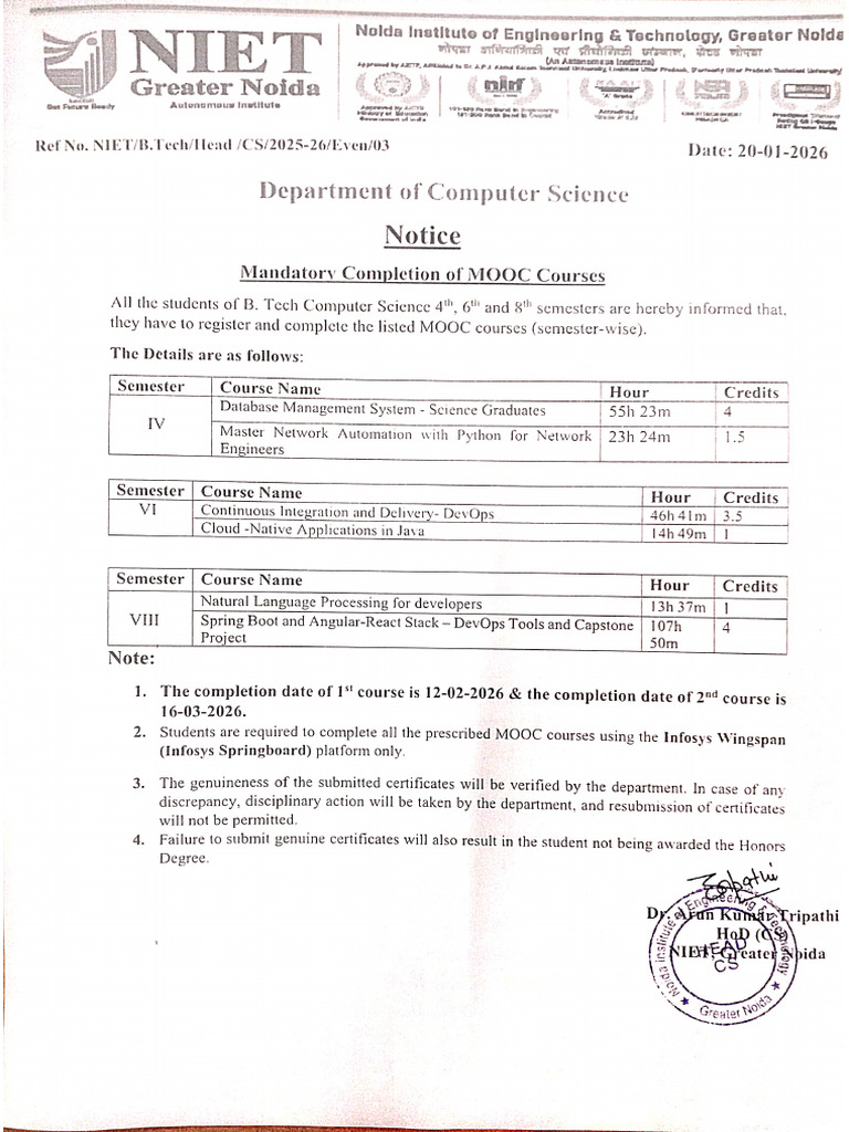 03 - Notice - Mandatory Completion of MOOC Courses | PDF