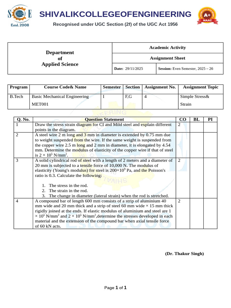 Met 001-As04 | PDF | Young's Modulus | Deformation (Mechanics)