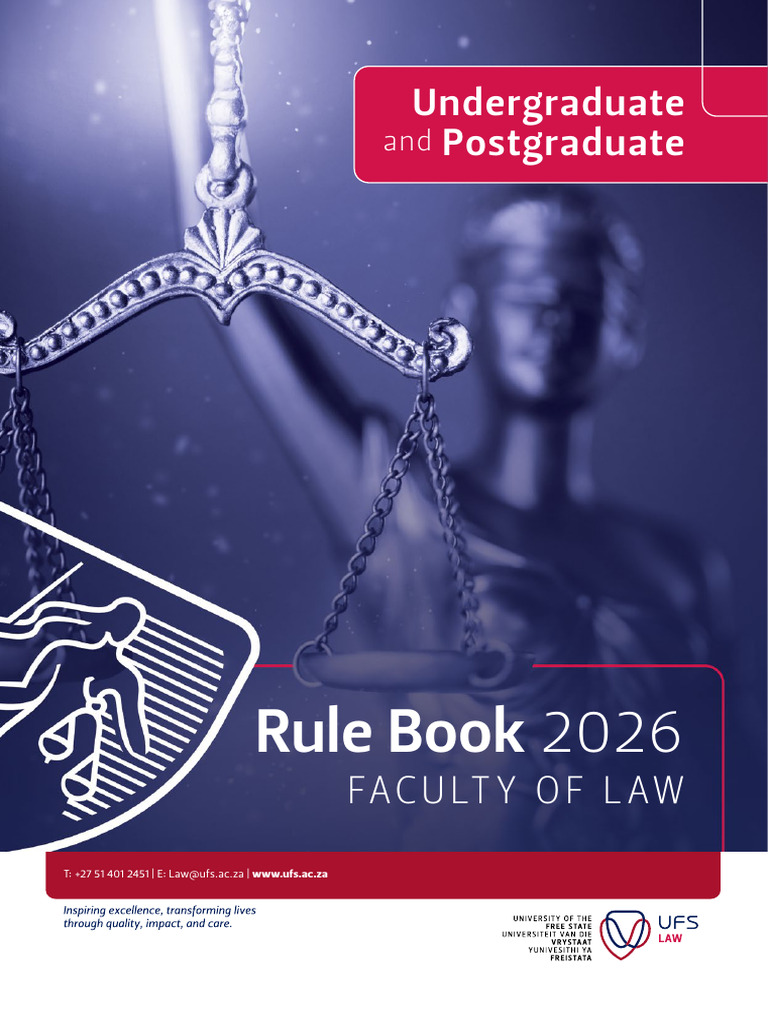 UFS Law Faculty Rule Book 2026 | PDF | Academic Degree | Bachelor's Degree
