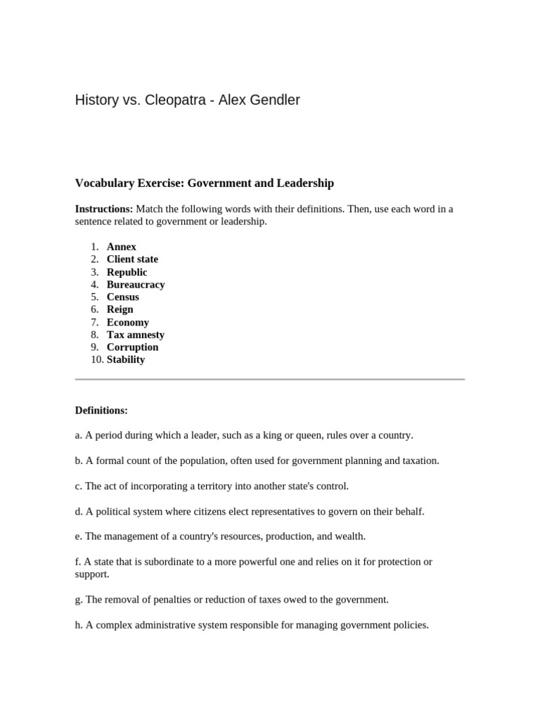 History vs. Cleopatra - Alex Gendler | PDF | Taxes