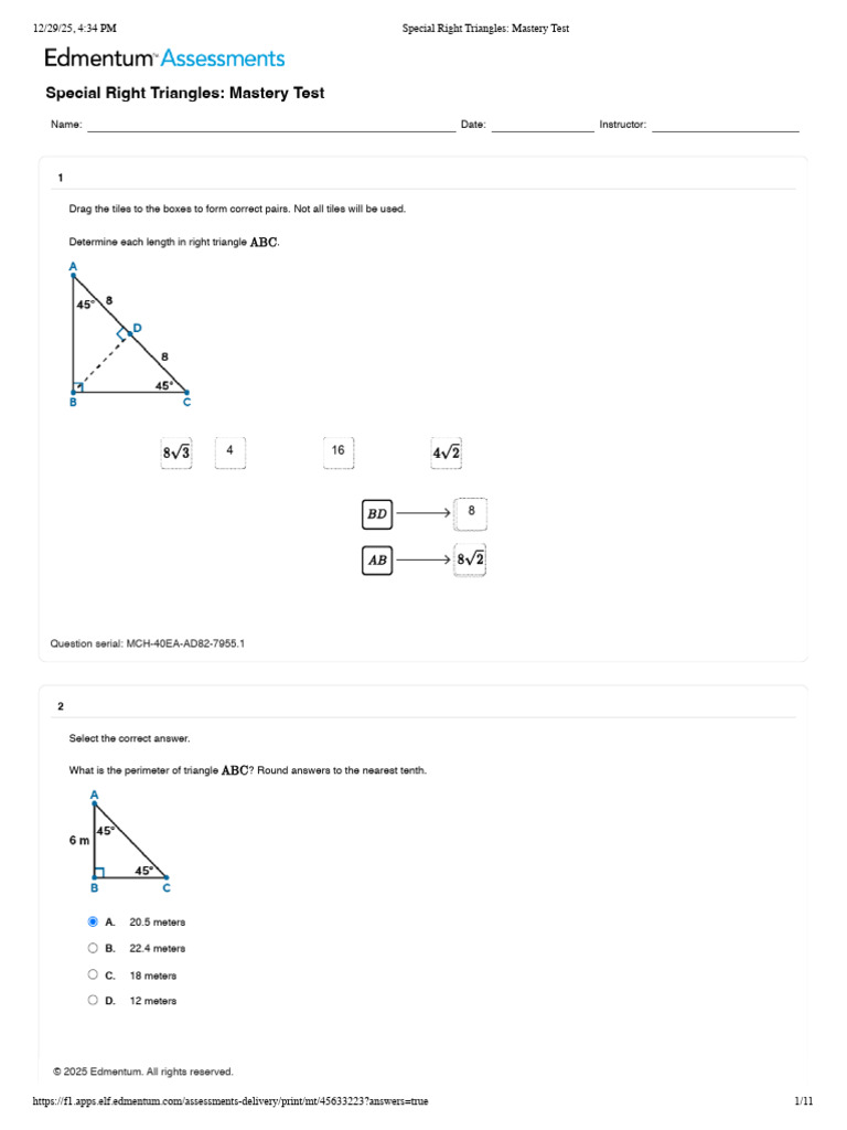 Special Right Triangles U1 | PDF | Euclidean Plane Geometry | Euclidean ...