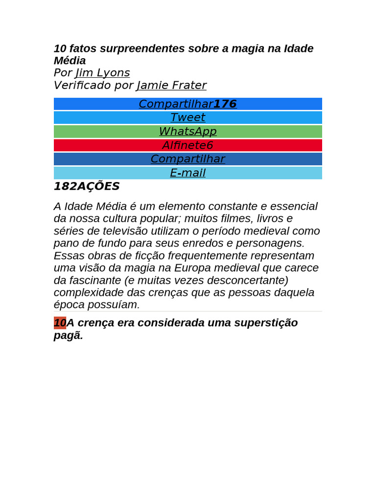 Listverse- 10 Fatos Surpreendentes Sobre a Magia Na Idade Média | PDF ...