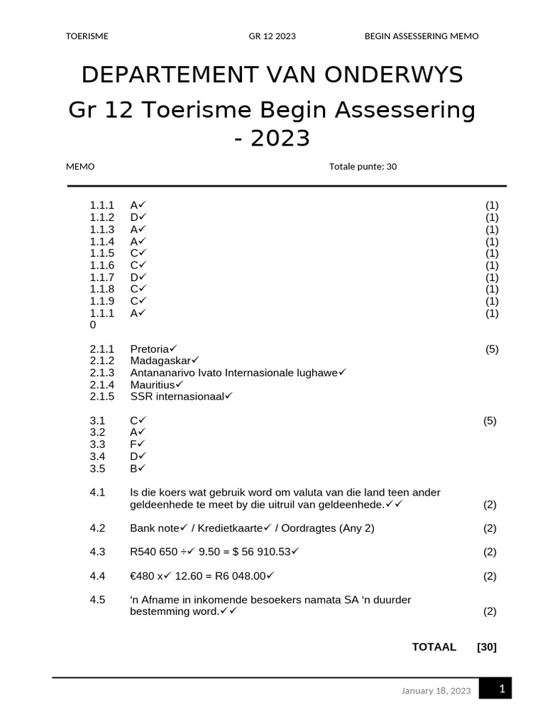 Begin Assessering GR 12 Memo | PDF