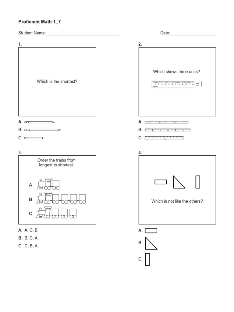 Proficient Math Progress Monitoring Grade 1 Form 7 | PDF | Chess ...
