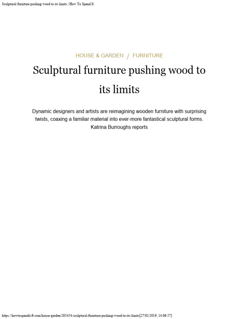 Sculptural Furniture Pushing Wood to Its Limits-How to Spend It | PDF ...