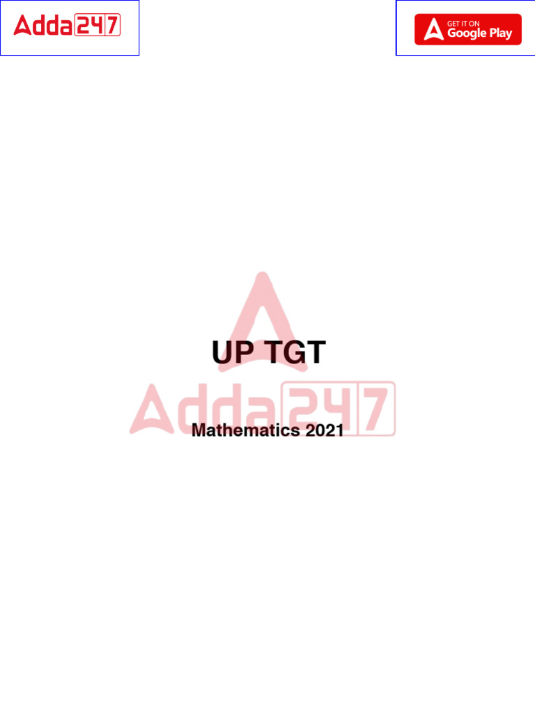 UP TGT Mathematics 2021 Paper | PDF