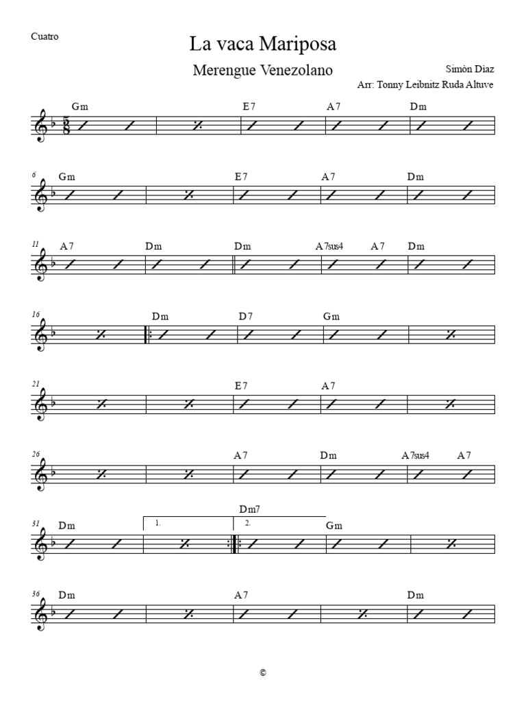 La Vaca Mariposa - Orquesta Infantil - Cuatro | PDF
