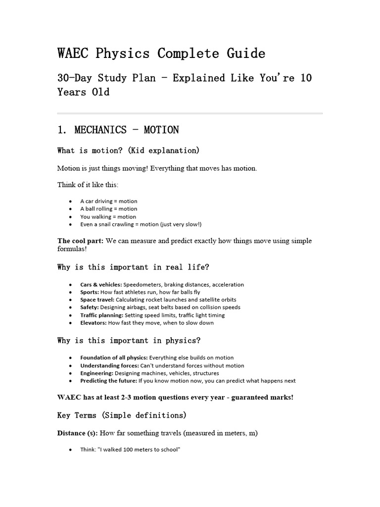 WAEC Physics Study Guide: Mechanics Explained | PDF | Neutron | Nuclear ...