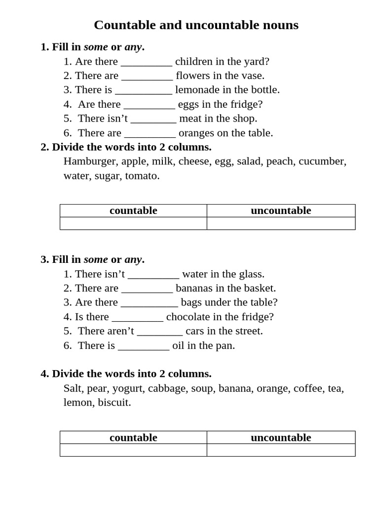 Countable vs Uncountable Nouns Guide | PDF