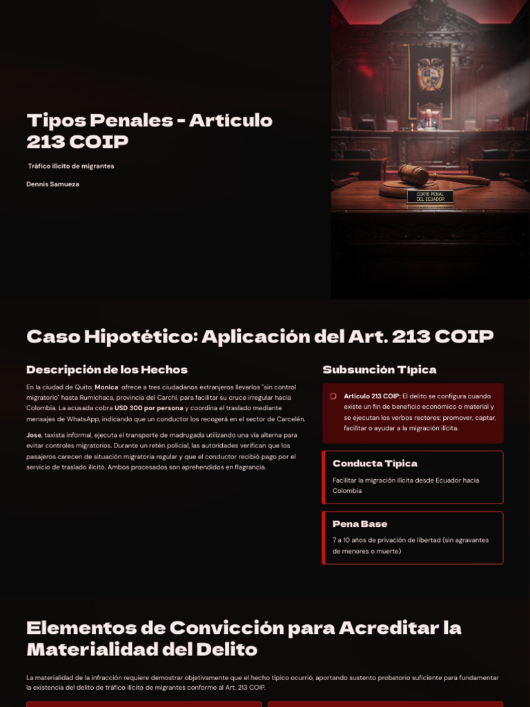 Tipos Penales Articulo 213 COIP | PDF | Ley procesal | Migración humana