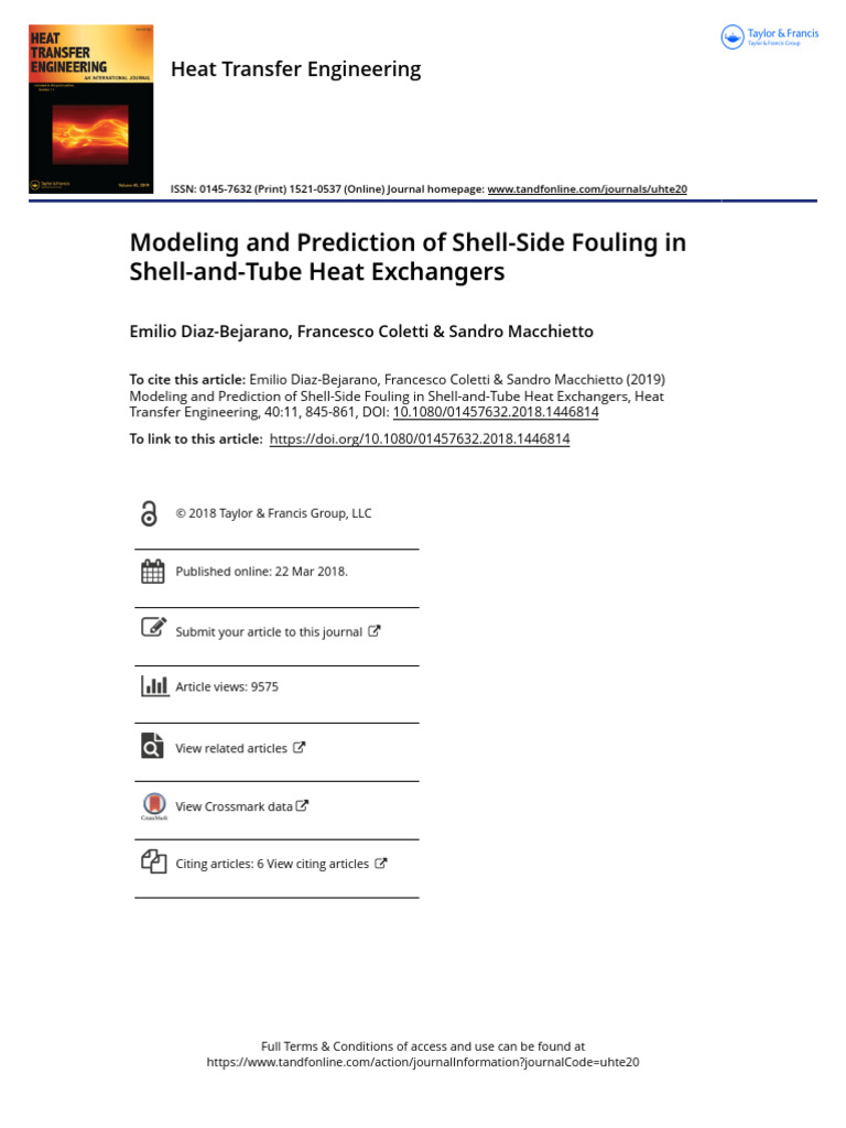 Shell-Side Fouling in Heat Exchangers | PDF | Heat Exchanger | Heat ...