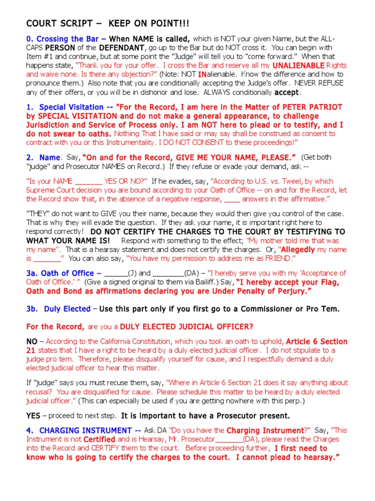 11 Court Script CA Long Ver | PDF | Plea | Pleading