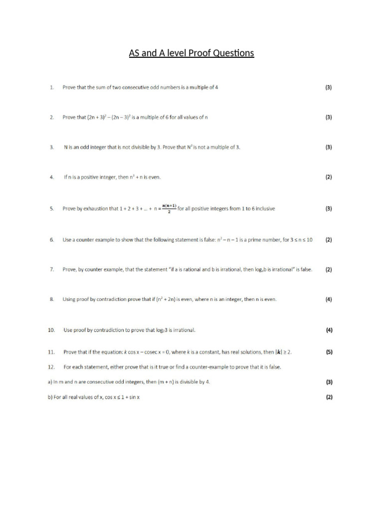 As and A Level Proof Questions | PDF