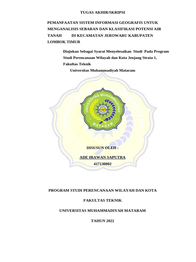 Pemanfaatan SIG Utk Analisis Sebaran Potensi Air | PDF