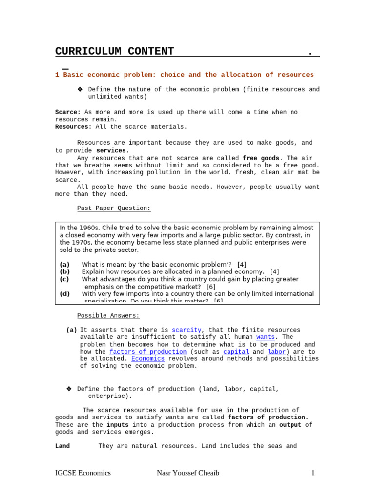 Understanding Economic Problems and Systems | PDF | Elasticity ...
