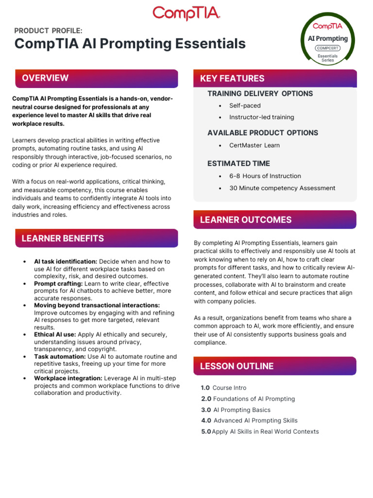 CompTIA AI Prompting Essentials Course | PDF | Artificial Intelligence ...