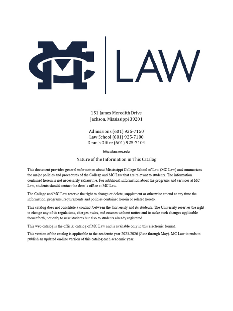 MC Law Catalog 2025-2026 Overview | PDF | American Bar Association ...