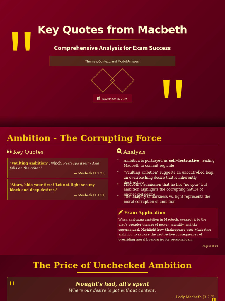 Key Quotes and Themes in Macbeth Analysis | PDF | Macbeth