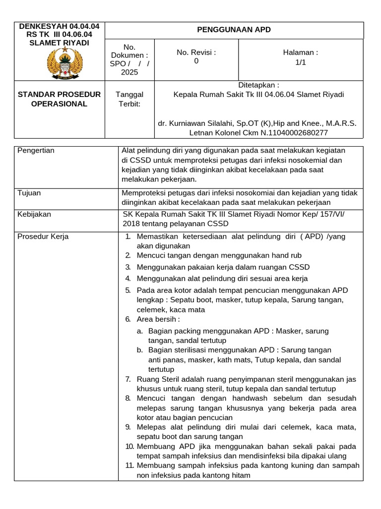 Spo Penggunaan Apd | PDF