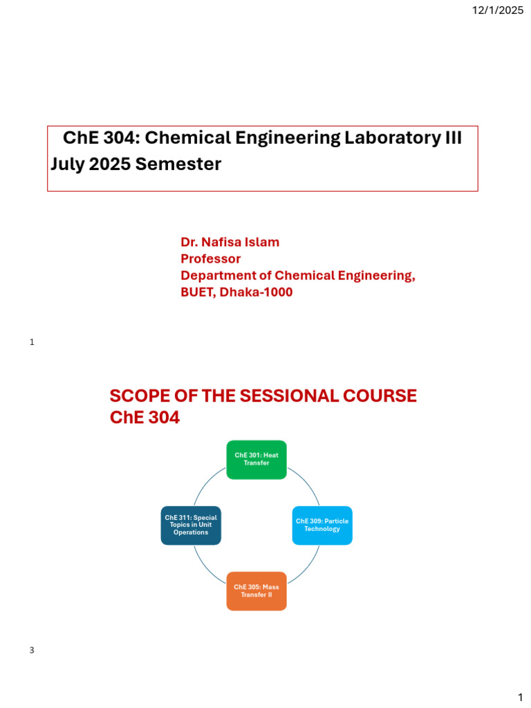 ChE 304 Introductory Lecture | PDF | Fluidization | Heat Exchanger