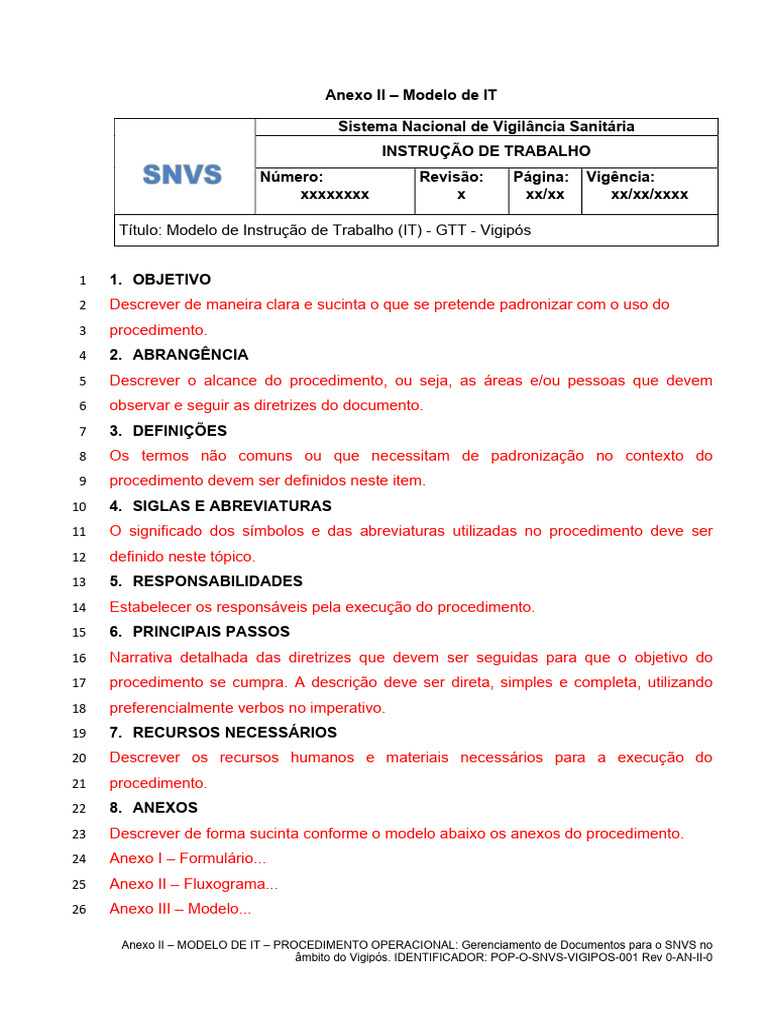 Anexo II Modelo de It Pop o Snvs Vigipos 001 | PDF