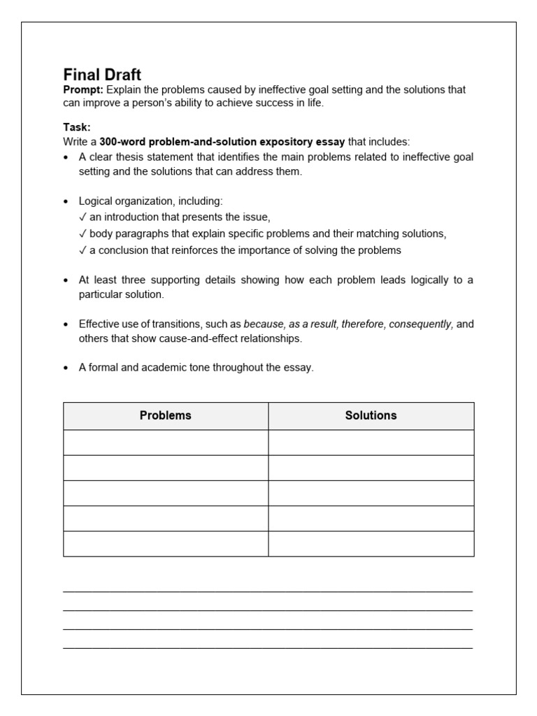Ineffective Goal Setting Solutions | PDF | Essays | Cognition